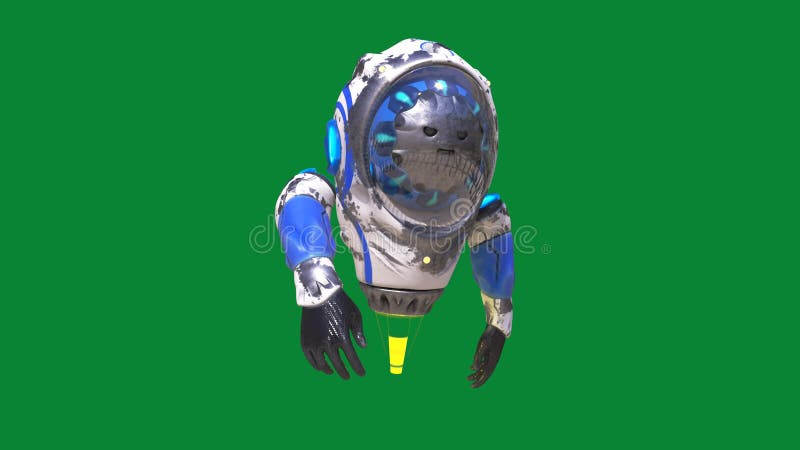 Flying Robot Green Screen Hit 3D Rendering Animation 4K Stock Footage ...