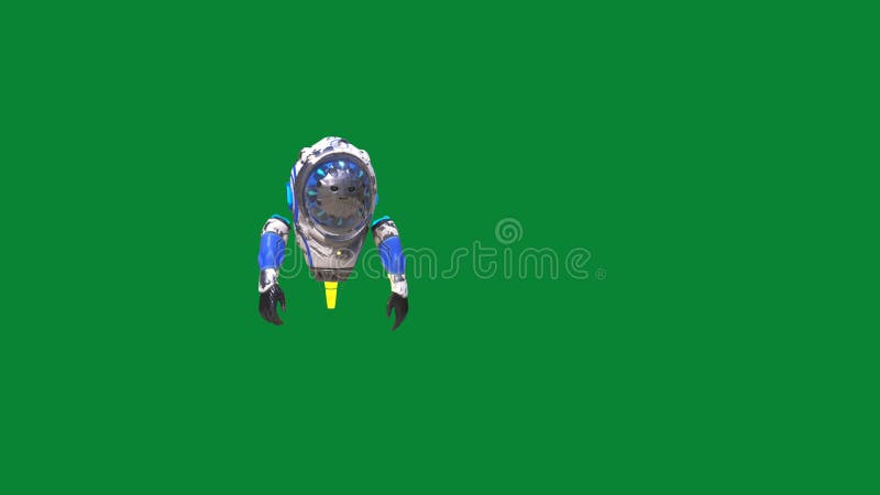 Flying Robot Green Screen Walks 3D Rendering Animation 4K Stock Footage ...