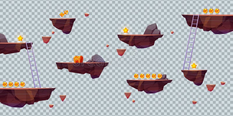 Flying Rock Islands Vector Game Isolated Elements Stock Illustration ...