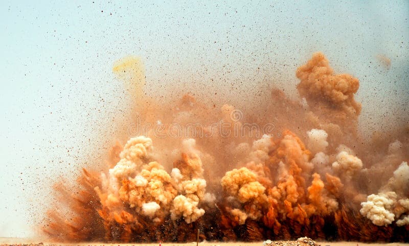 Flying Rock Particles Due To Pressure of Dynamite Stock Photo - Image ...