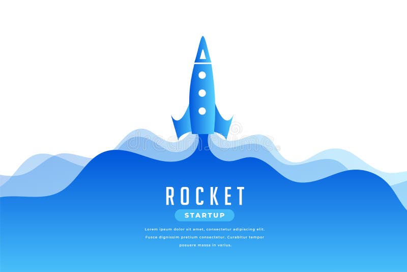 Flying Rocket Background in Blue Color Stock Vector - Illustration of ...