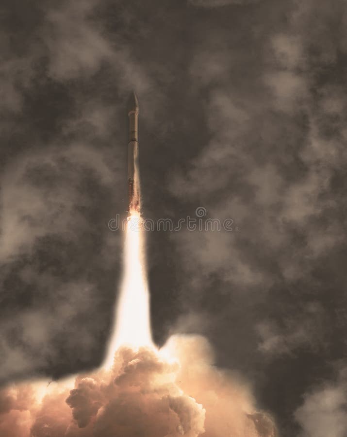Flying Rocket. the Elements of this Image Furnished by NASA Stock Photo ...
