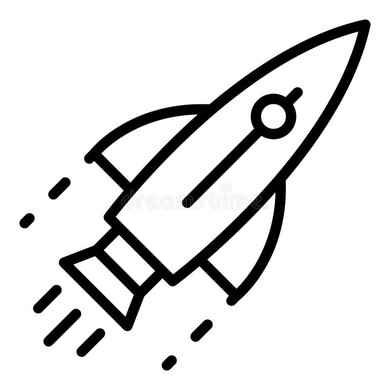 Flying Rocket Icon, Outline Style Stock Vector - Illustration of ...