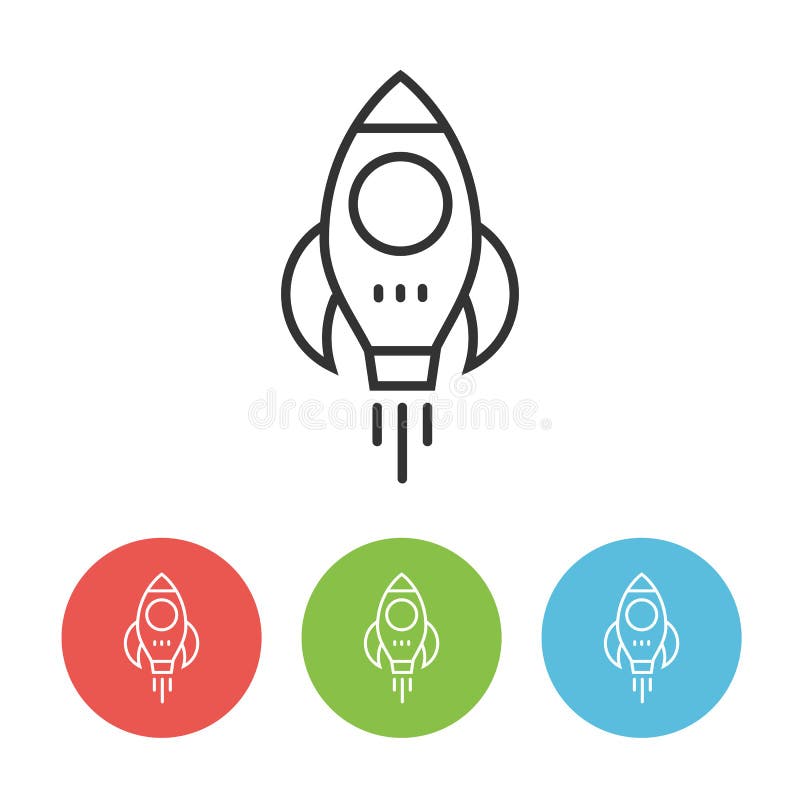 Flying Rocket Outline Vector Icon Stock Illustration - Illustration of ...