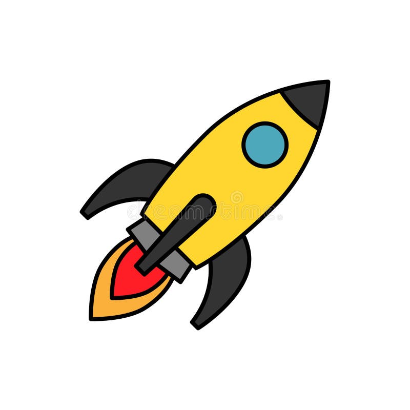 Flying Rocket. Rocket Ship Launched To Space. Business Booster, Start ...