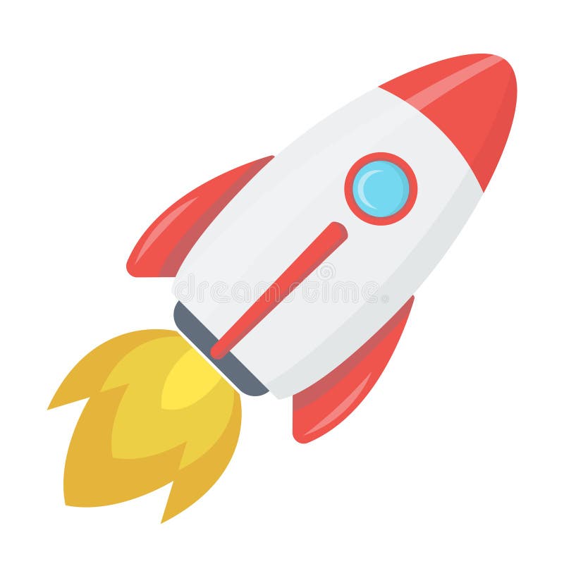 Flying Rocket, Space Start Flight, Creativity Project Symbol Stock ...