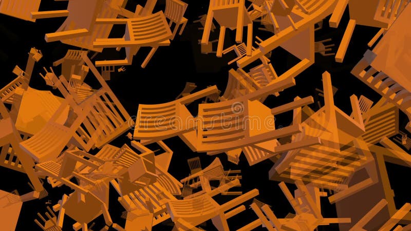 Flying,rotating Chairs in Orange Color on Black Stock Footage - Video ...