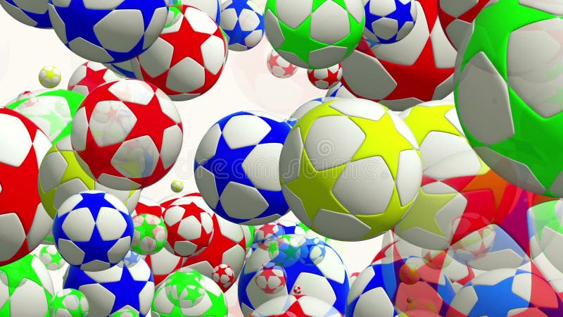 Flying,rotating Soccer Balls in Various Colors Stock Video - Video of ...