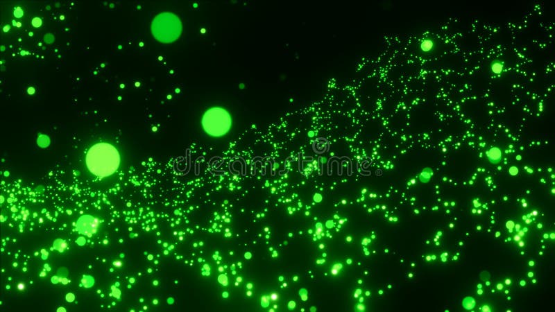 Flying Round Shaped Particles on a Black Background. Motion. Beautiful ...