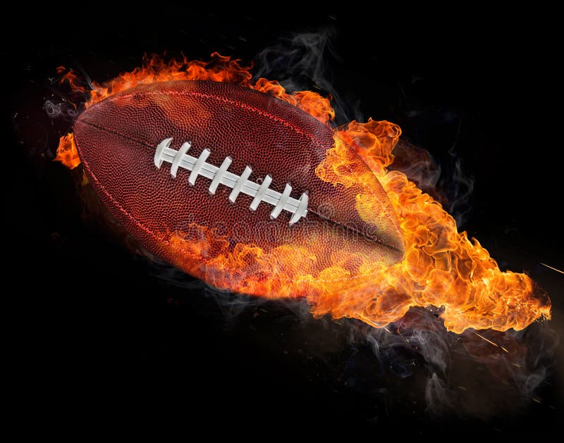 Flying Rugby Ball with Fire Flames Stock Illustration - Illustration of ...