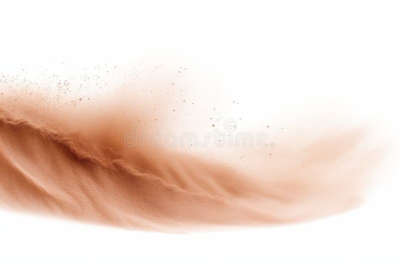 Flying Sand Dust Cloud Small Particles in Sandstorm, Isolated on White ...