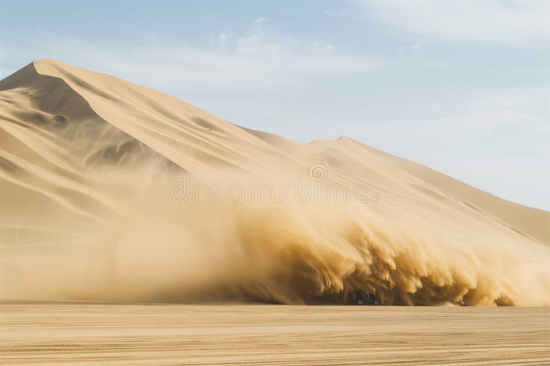 Flying Sand Particles As Boarder Stops at Dunes Base Stock Photo ...