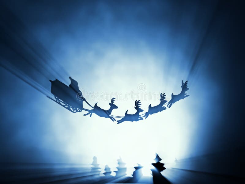 Flying santa sledge stock illustration. Illustration of north - 6578013