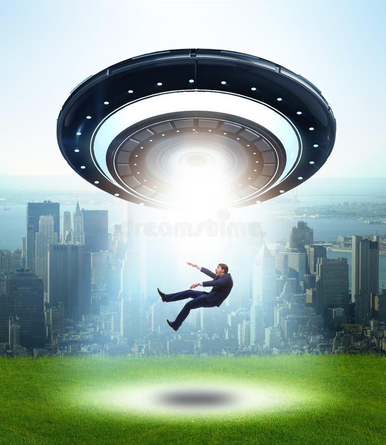 Flying Saucer Abducting Young Businessman Stock Image - Image of kidnap ...