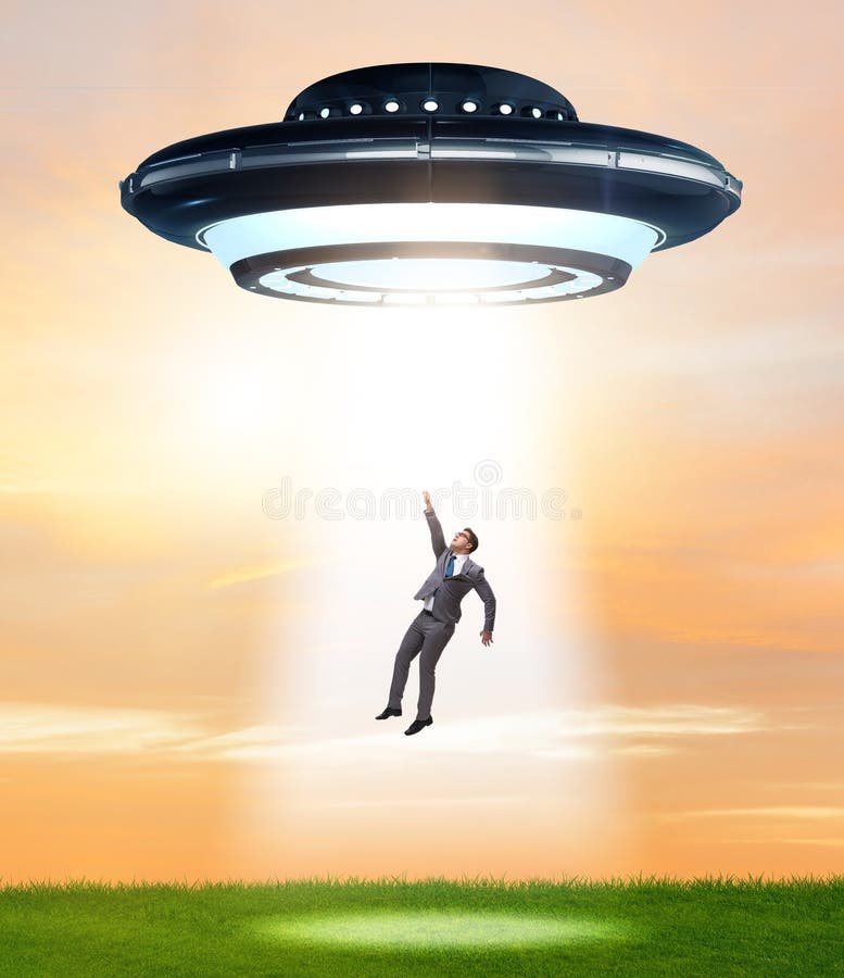 Flying Saucer Abducting Young Businessman Stock Image - Image of ...