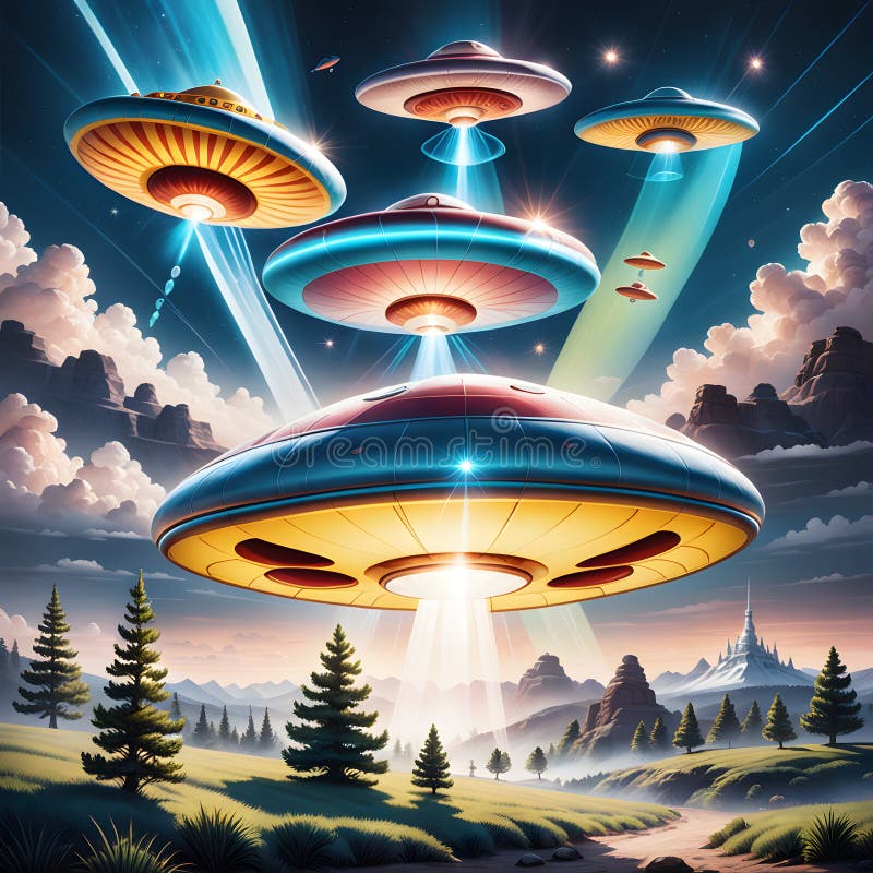Flying Saucers, AI-generatet Stock Illustration - Illustration of ...