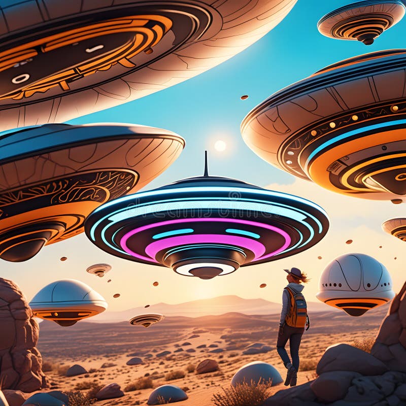 Flying Saucers, AI-generatet Stock Illustration - Illustration of outer ...
