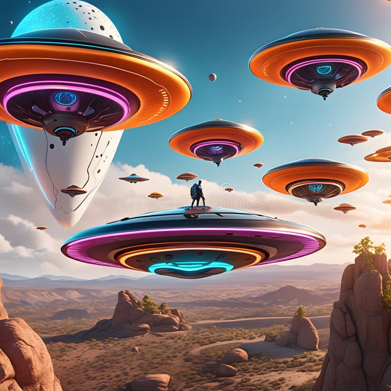 Flying Saucers, AI-generatet Stock Illustration - Illustration of ufos ...