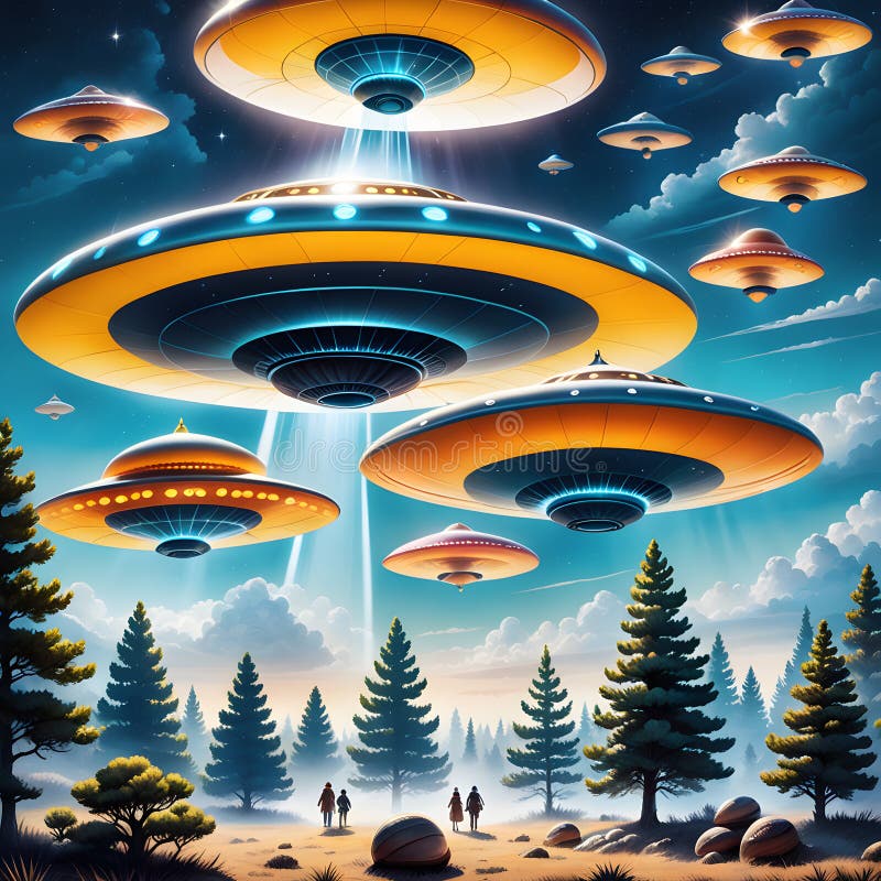 Flying Saucers, AI-generatet Stock Illustration - Illustration of ...