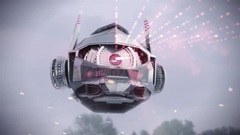 Flying scanning robot stock footage. Video of robot, sentinel - 79268312