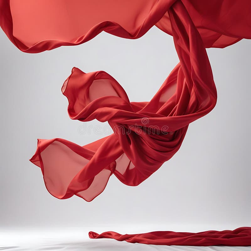 Flying Scarlet Red Silk Fabric Stock Illustration - Illustration of ...