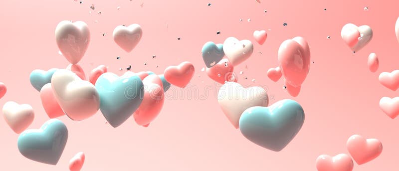 Flying Scattered Hearts - 3D Stock Illustration - Illustration of ...