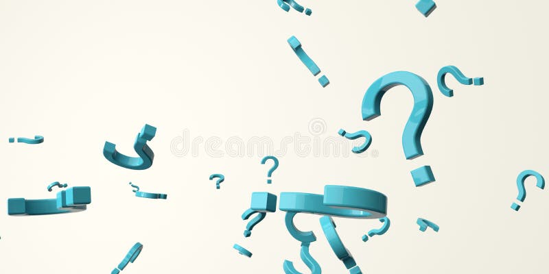 Flying Scattered Question Marks - 3D Render Stock Illustration ...