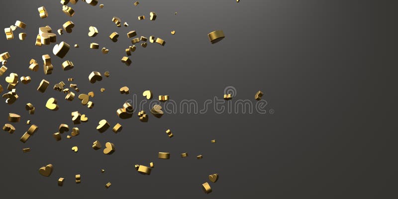 Flying Scattered Small Hearts - 3D Render Stock Illustration ...