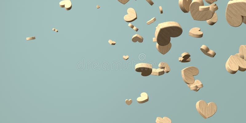 Flying Scattered Small Hearts - 3D Render Stock Illustration ...