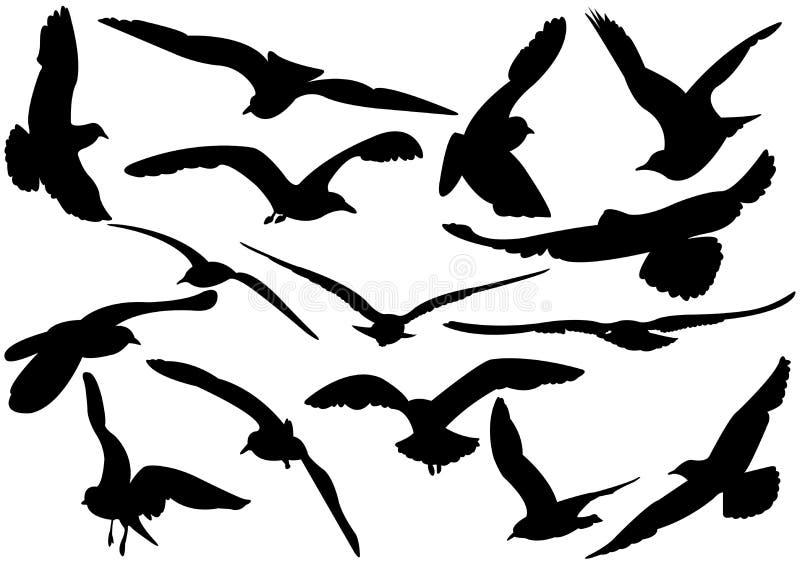 Seamless Texture with a Flock of Seagulls Flying Stock Vector ...