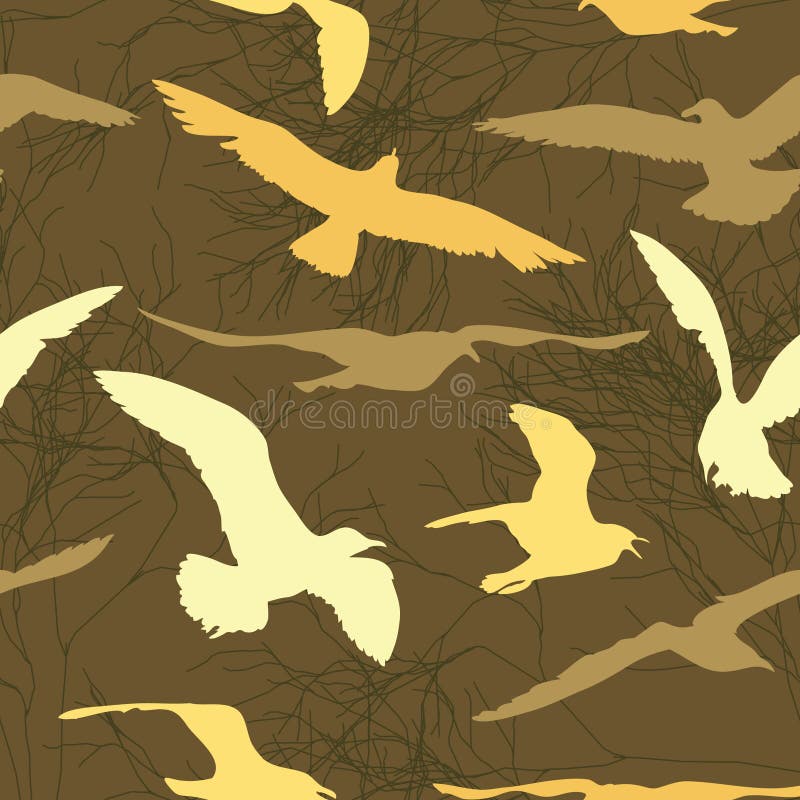Seamless Texture with a Flock of Seagulls Flying Stock Vector ...