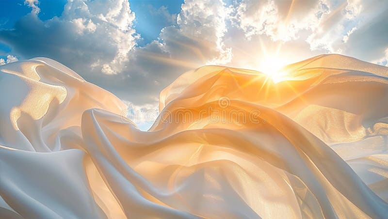 Flying Silk with Wind on Beautiful Sky Background. Beautiful Flowing ...