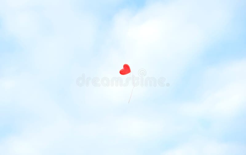 Flying into the Sky Ballon in the Form of a Heart Stock Photo - Image ...