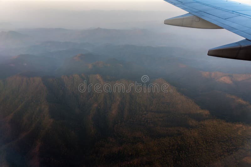 Flying on Sky and Clouds with Forest on Mountains As Seen through ...