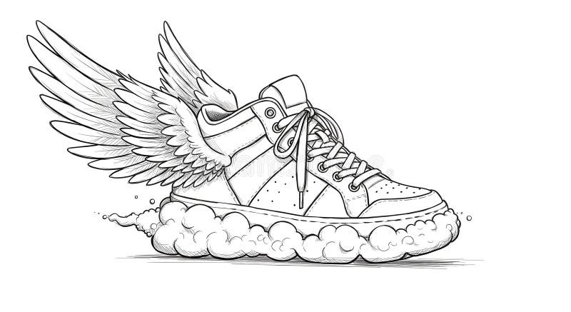 Flying Sneaker Design stock illustration. Illustration of graphic ...