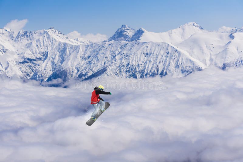 Flying Snowboarder on Mountains, Extreme Sport Editorial Photo - Image ...