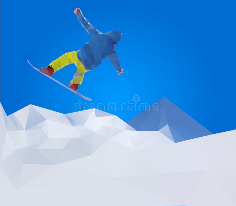 Flying Snowboarder on Mountains, Vector Stock Vector - Illustration of ...