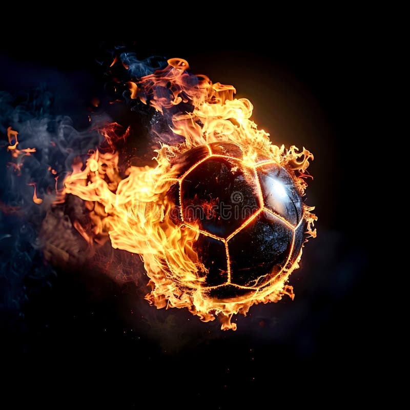 Flying Soccer Ball on Fire stock illustration. Illustration of sign ...