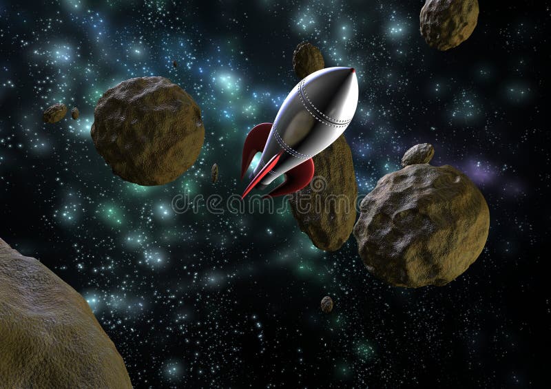 Flying space rocket stock illustration. Illustration of fantasy - 24107340