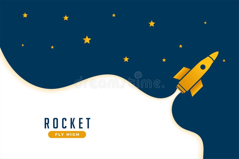 Flying Space Rocket with Golden Stars Hero Banner Vector Stock Vector ...