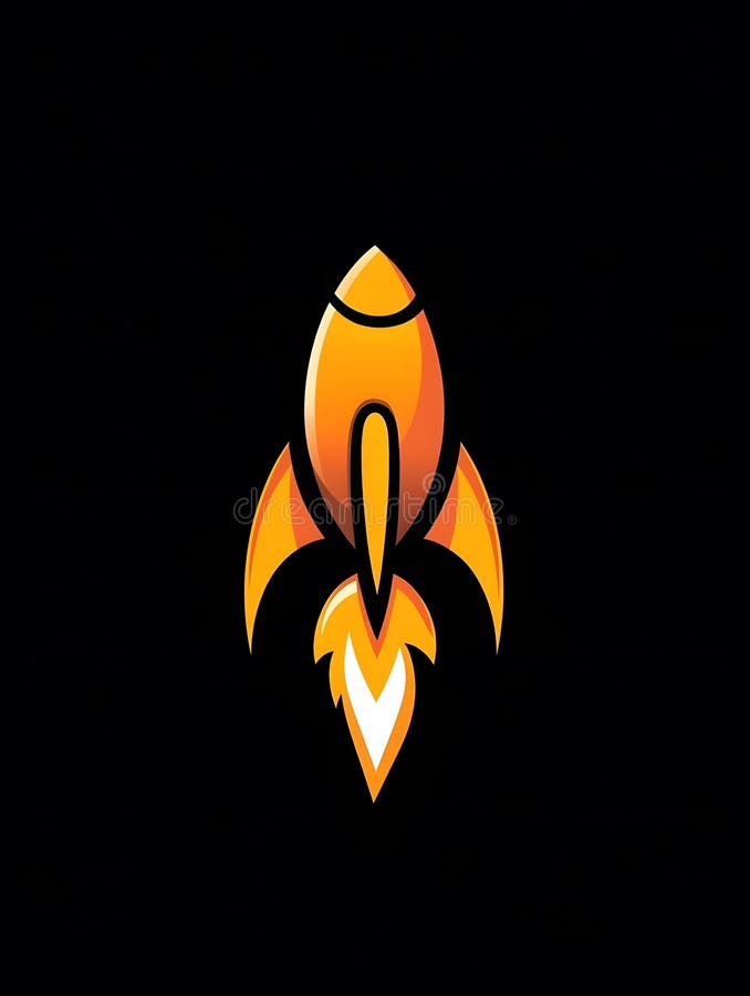Yellow Flying Space Rocket Launch Flight Innovation Icon Symbol Stock ...