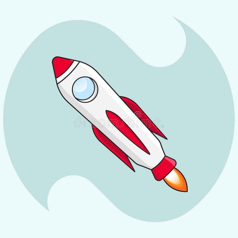 Flying Space Rocket Minimalist Flat Illustration Stock Vector ...