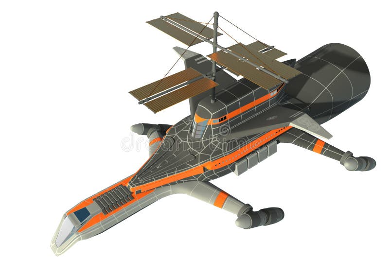 Flying Space Ship on White Background. Stock Illustration ...