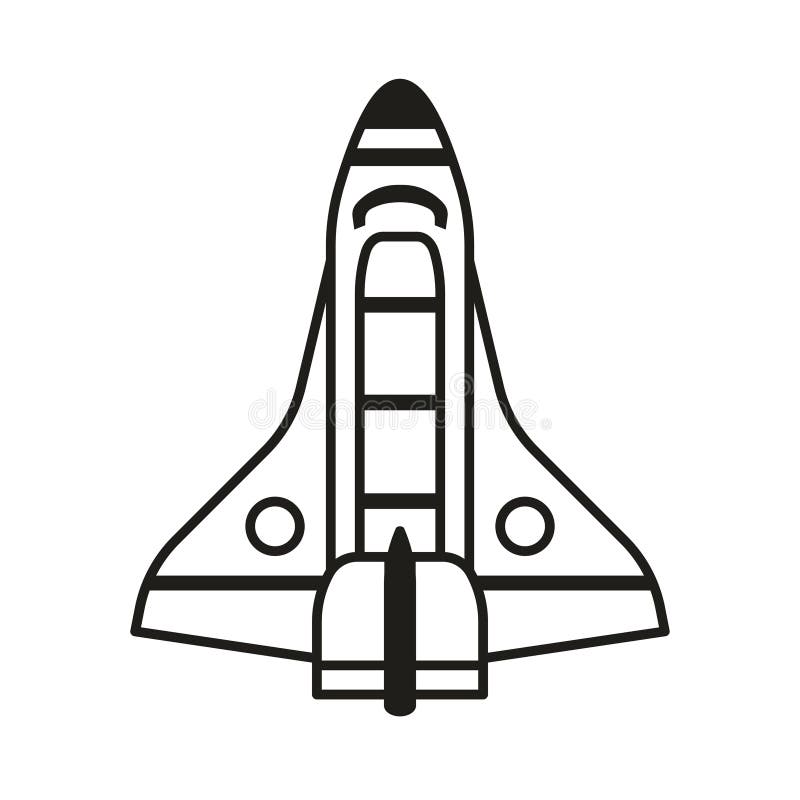 Flying Space Shuttle Icon in Line Art Design Stock Vector ...