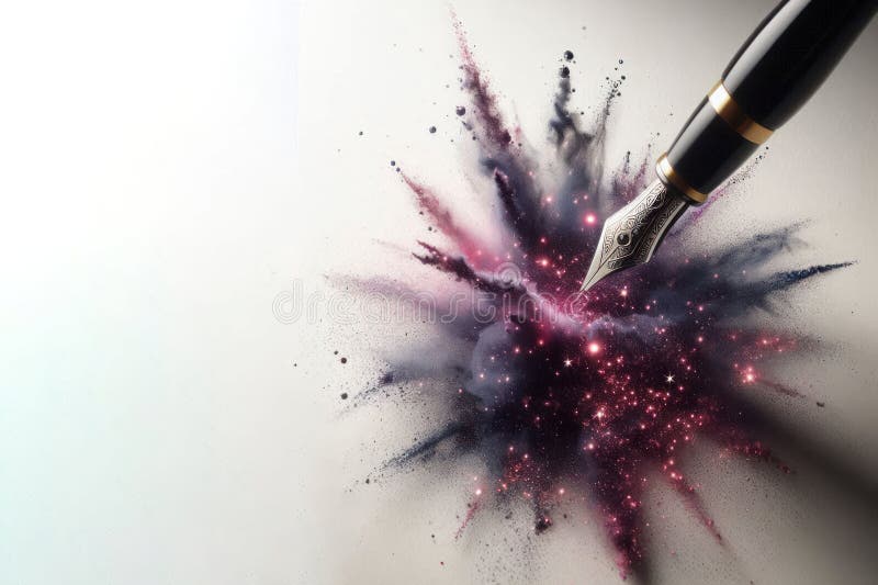 Flying Splashes from an Ink Pen. Abstraction. Space for Text. Stock ...