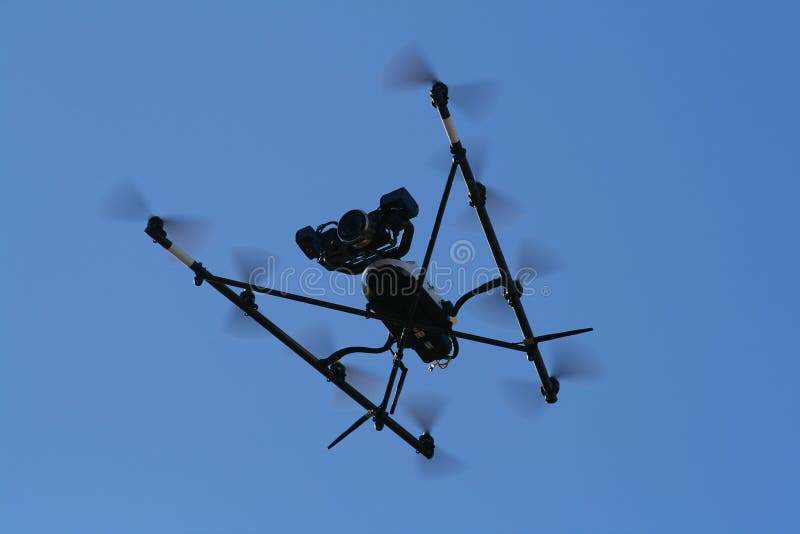 Flying Spy Surveillance Camera Copter Stock Image - Image of aviation ...
