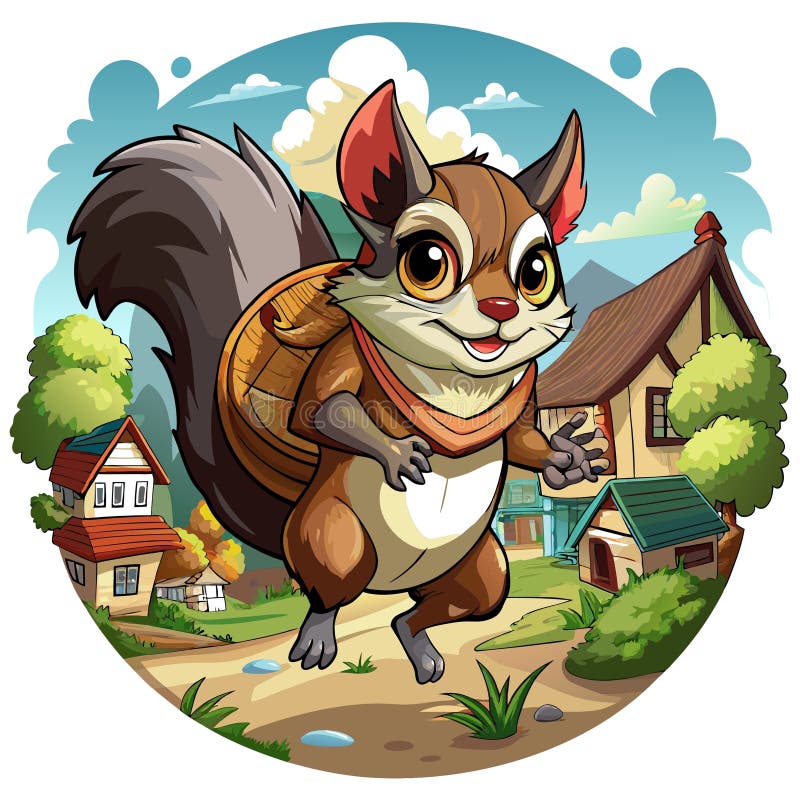 Flying Squirrel Left Walks House Vector Stock Illustration ...