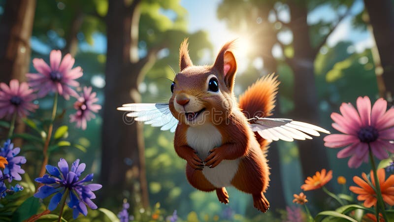 Flying Squirrel S Sunny Flight Stock Illustration - Illustration of ...