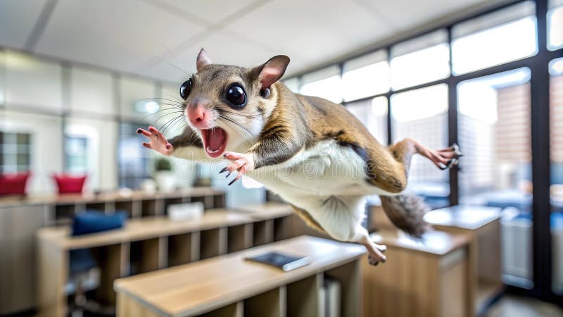 Flying Squirrel Screams Office Stock Illustration - Illustration of ...