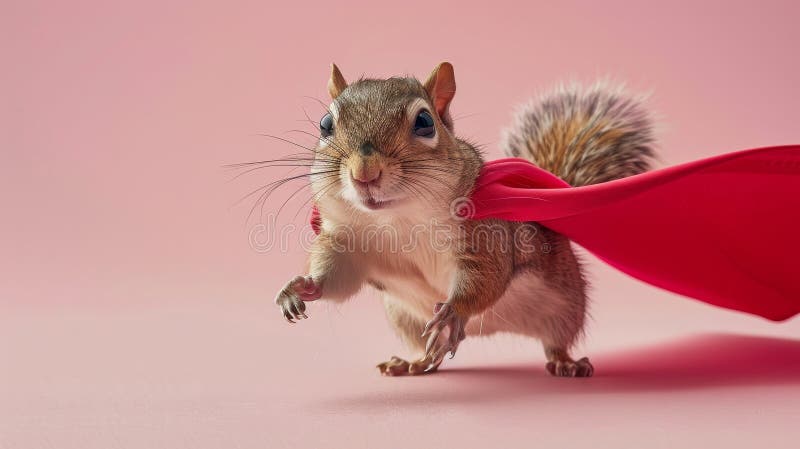 Flying Squirrel Superhero with Cape on Gradient Pastel Backdrop, Ideal ...